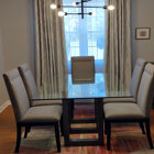 Orren Ellis Reesa Glass Top Solid Wood Base Dining Table & Reviews | Wayfair